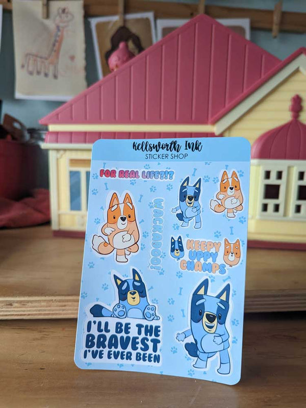 Bluey Themed Sticker Sheet – Kellsworth Ink